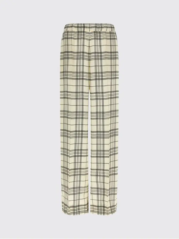 JIL SANDER High-waisted Check Print Wide-leg Viscose Trousers
