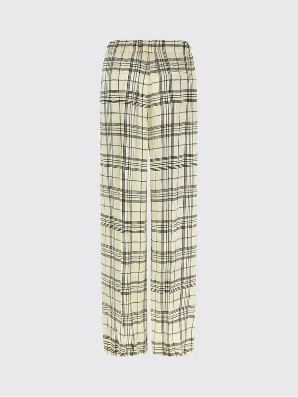 JIL SANDER High-waisted Check Print Wide-leg Viscose Trousers