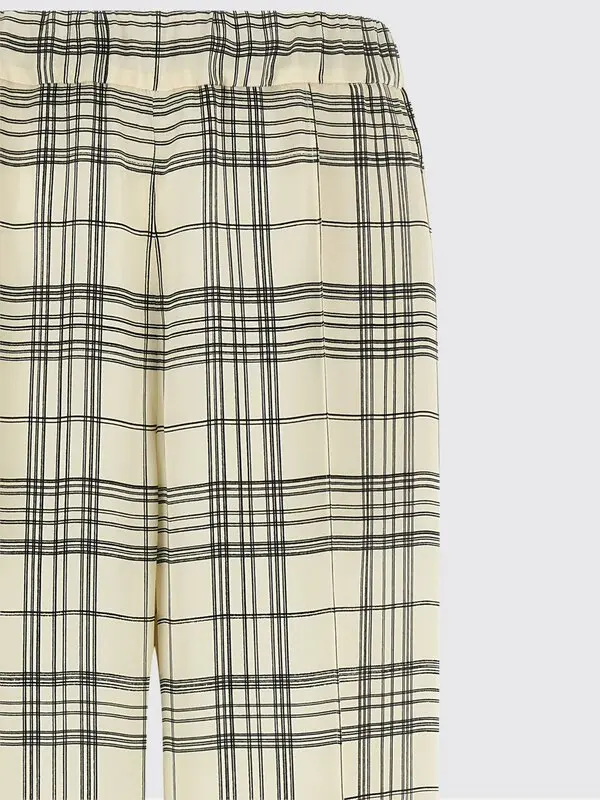 JIL SANDER High-waisted Check Print Wide-leg Viscose Trousers