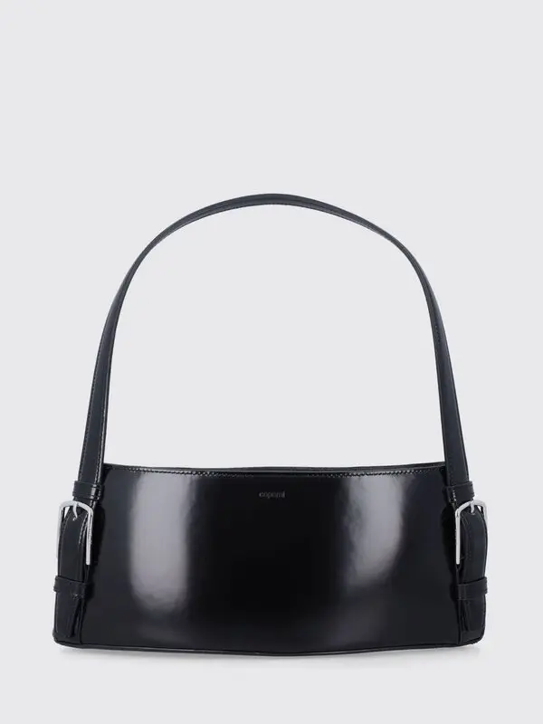 Coperni Ergonomic Brushed Leather Shoulder Bag With Impressed Logo - Black