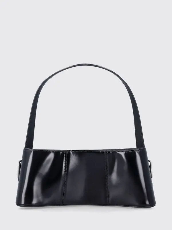 Coperni Ergonomic Brushed Leather Shoulder Bag With Impressed Logo - Black