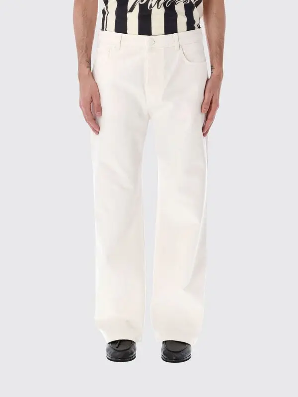 AMI Paris Wide-leg Five-pocket Jeans - White
