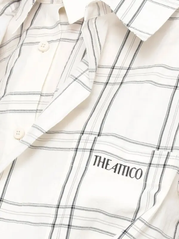 Attico Cotton Check Asymmetrical Shirt Dress