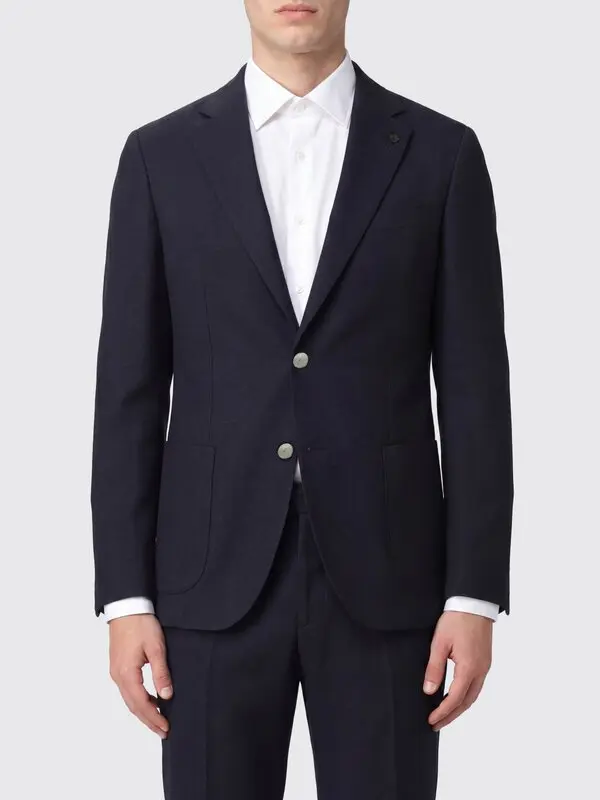 LARDINI Single-breasted Blazer In Virgin Wool Blend With Peak Lapels
