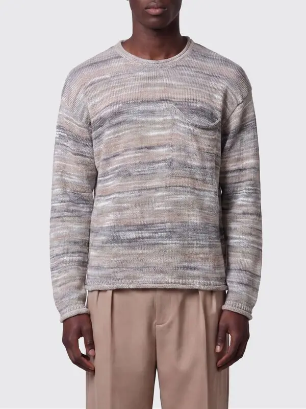 ROBERTO COLLINA Striped Linen Blend Crew-neck Sweater