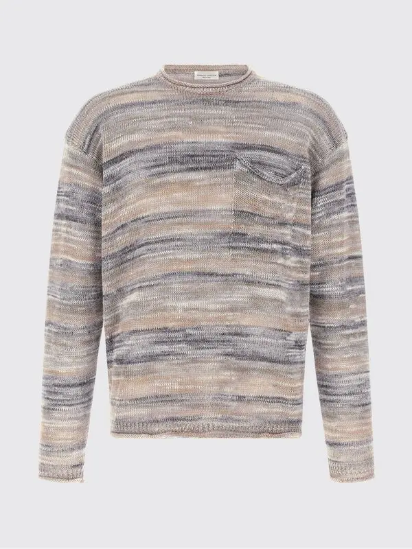 ROBERTO COLLINA Striped Linen Blend Crew-neck Sweater