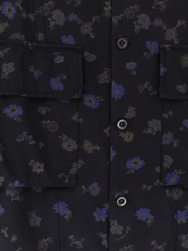 Sacai Floral Print Cotton Blend Shirt