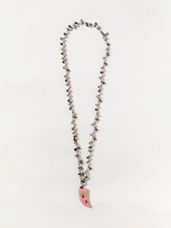 ALLUJEWELS Ethnic Metal And Acrylic Necklace With Decorative Beads - Multicolor