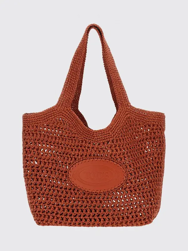 TOD'S Crochet Raffia Shopping Bag - Red