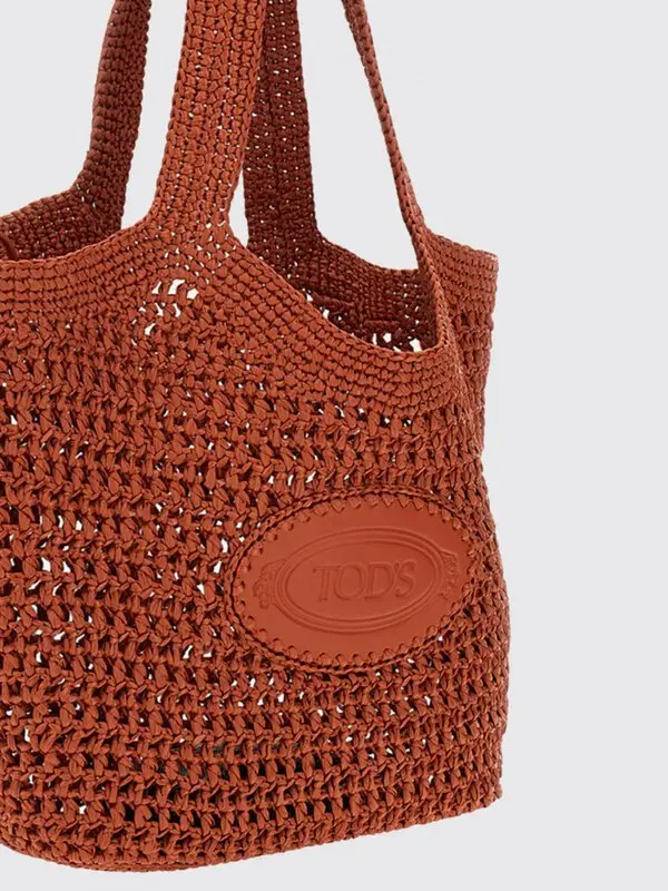 TOD'S Crochet Raffia Shopping Bag - Red