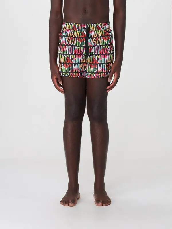Moschino Polyester Swim Shorts With Contrast Logo - Black
