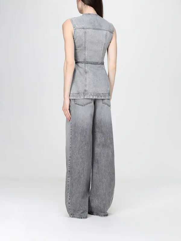 Sportmax Sleeveless Cotton Denim Top With Tie-belt - Black
