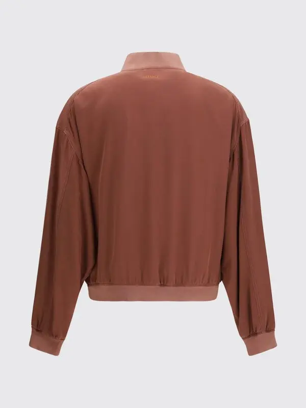 Versace Silk Bomber Jacket With Zip Closure And Elasticated Hem