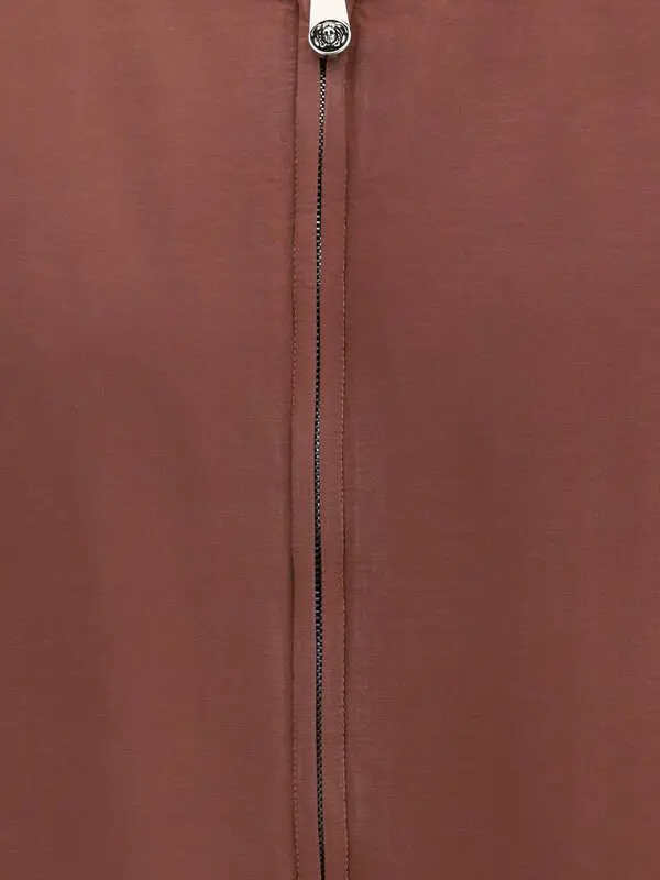 Versace Silk Bomber Jacket With Zip Closure And Elasticated Hem