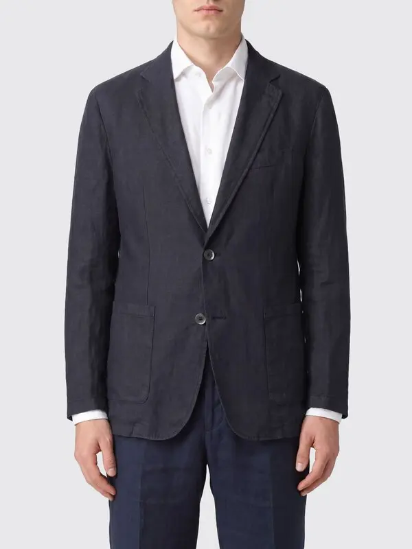 Altea Single-breasted Linen Blazer With Two-button Closure And Patch Pockets - Blue