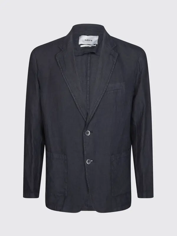 Altea Single-breasted Linen Blazer With Two-button Closure And Patch Pockets - Blue