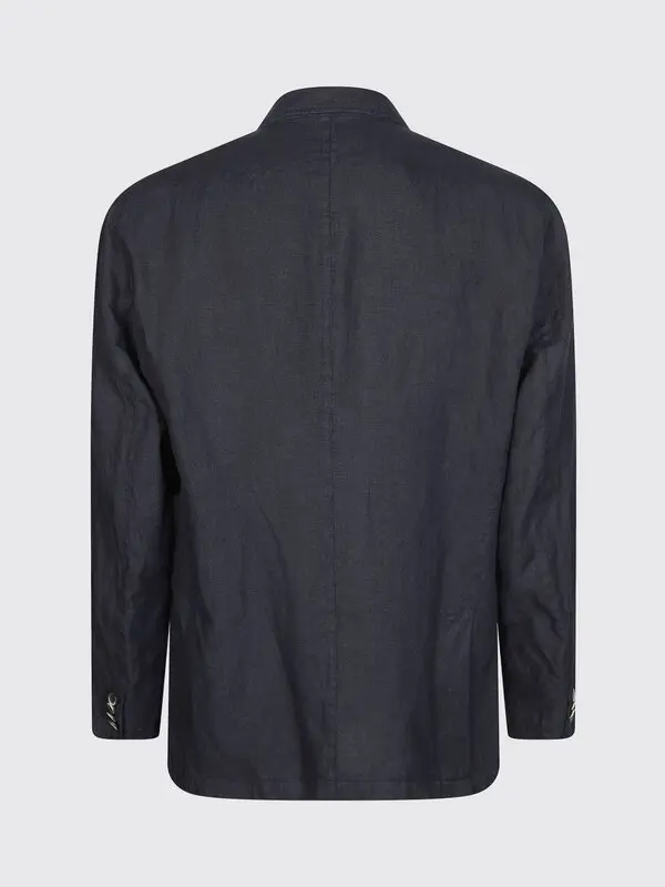 Altea Single-breasted Linen Blazer With Two-button Closure And Patch Pockets - Blue