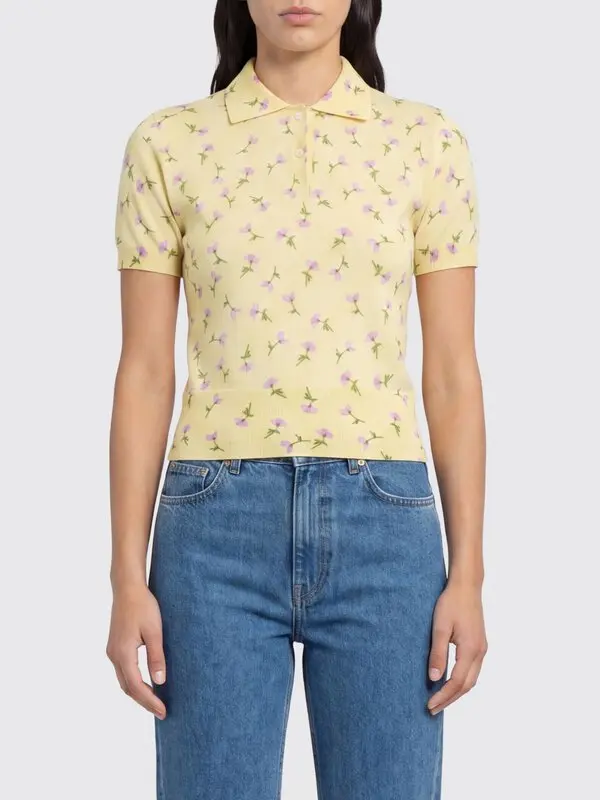 JIL SANDER Floral Cotton Blend Polo Shirt