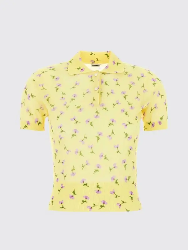 JIL SANDER Floral Cotton Blend Polo Shirt