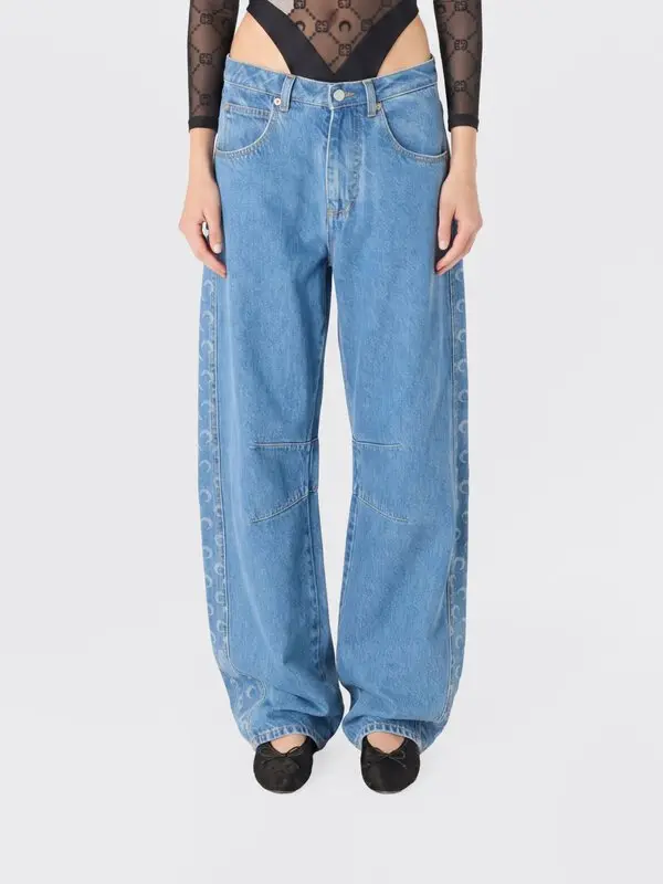 MARINE SERRE Low-rise Baggy Jeans In Cotton Denim