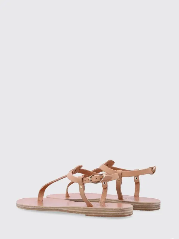 ANCIENT GREEK SANDALS Leather Low-heeled Thong Sandals With Ankle Strap
