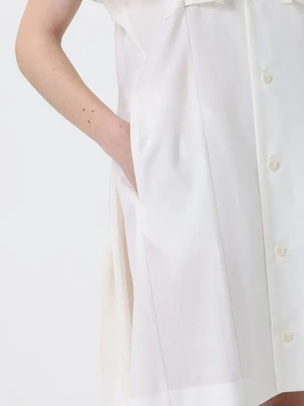Sacai Cotton Blend Shirt Dress - White
