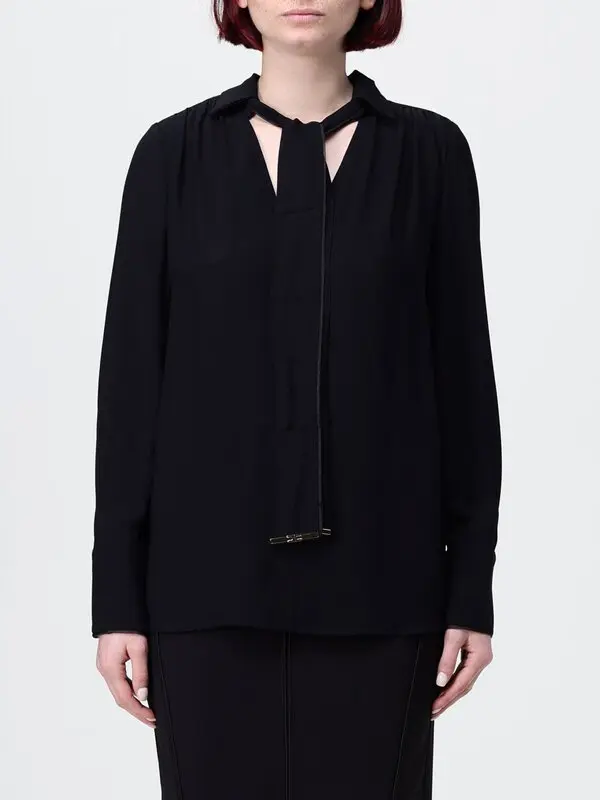 Elisabetta Franchi Draped Shirt With Gold Clasp Detail