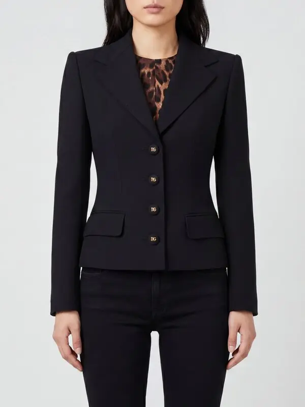 Dolce & Gabbana Single Breasted Stretch Wool Blazer