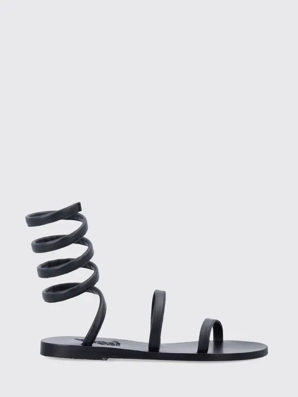 ANCIENT GREEK SANDALS Laminated Leather Sandals With Snake Ankle Strap