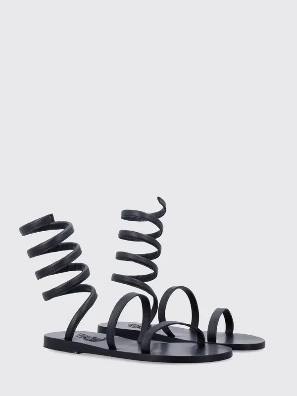 ANCIENT GREEK SANDALS Laminated Leather Sandals With Snake Ankle Strap