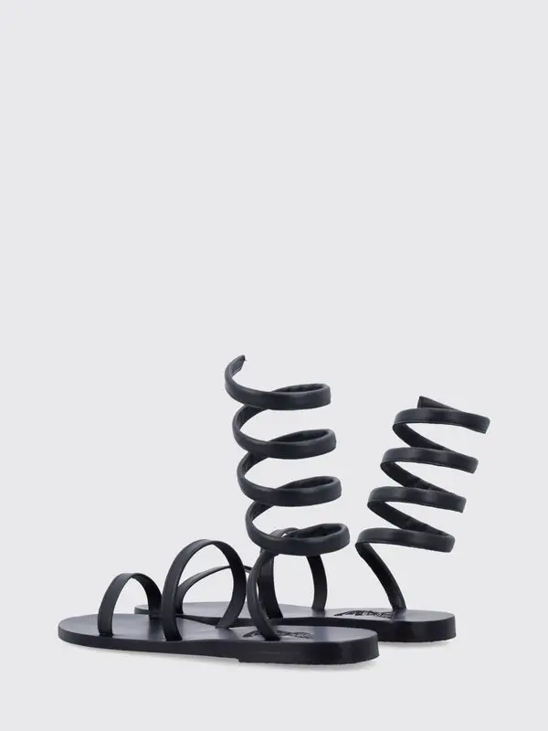 ANCIENT GREEK SANDALS Laminated Leather Sandals With Snake Ankle Strap