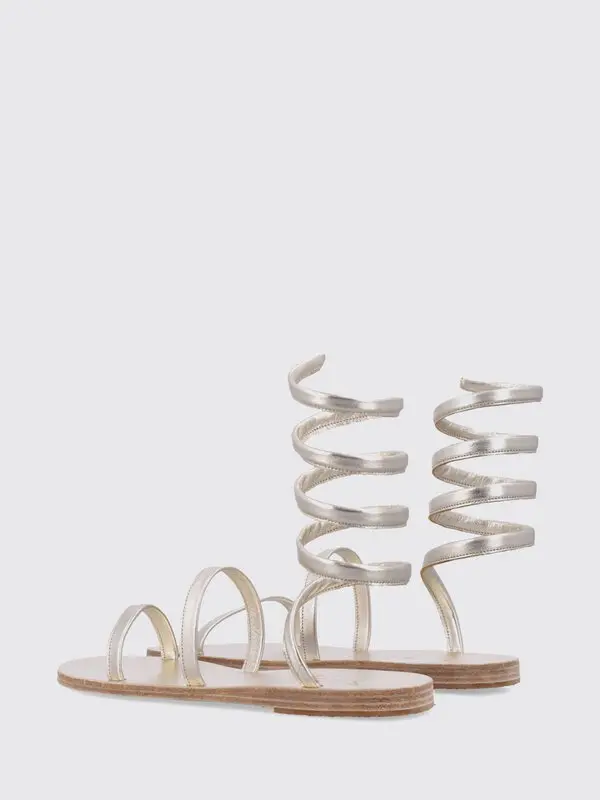 ANCIENT GREEK SANDALS Laminated Leather Sandals With Snake Ankle Strap