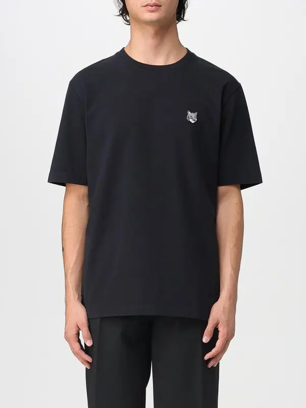Maison Kitsuné Organic Cotton T-shirt With Logo - Black