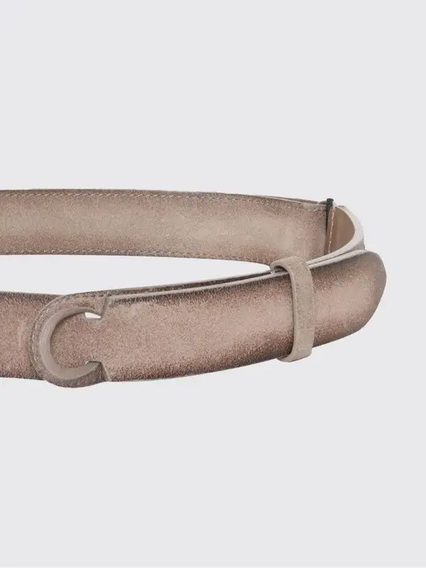 Orciani Suede Calfskin Leather Belt - Mud