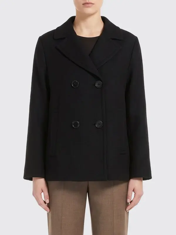 Max Mara Double-breasted Cotton And Linen Coat - Black