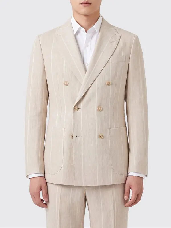 Eleventy Double Breasted Striped Blazer