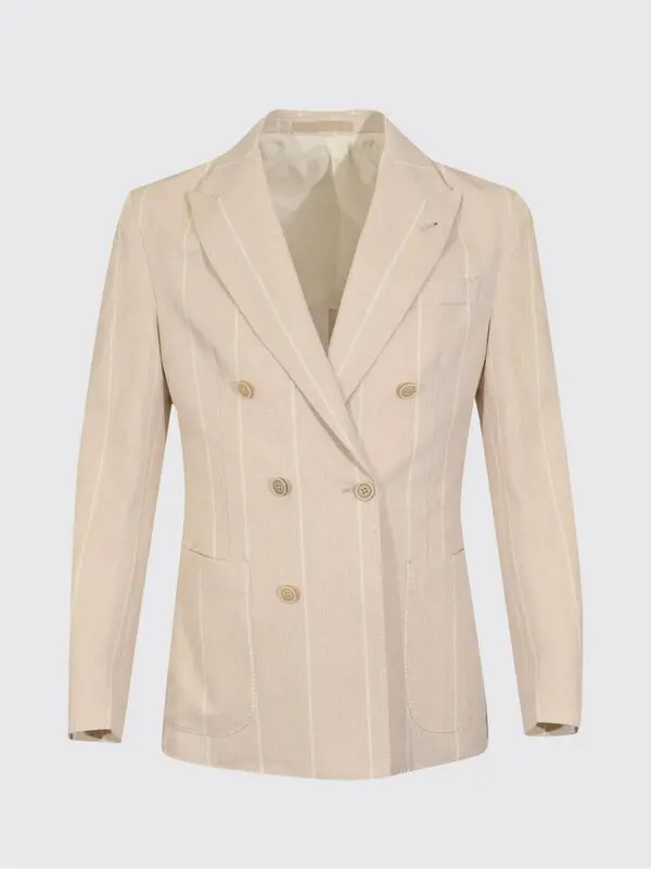 Eleventy Double Breasted Striped Blazer