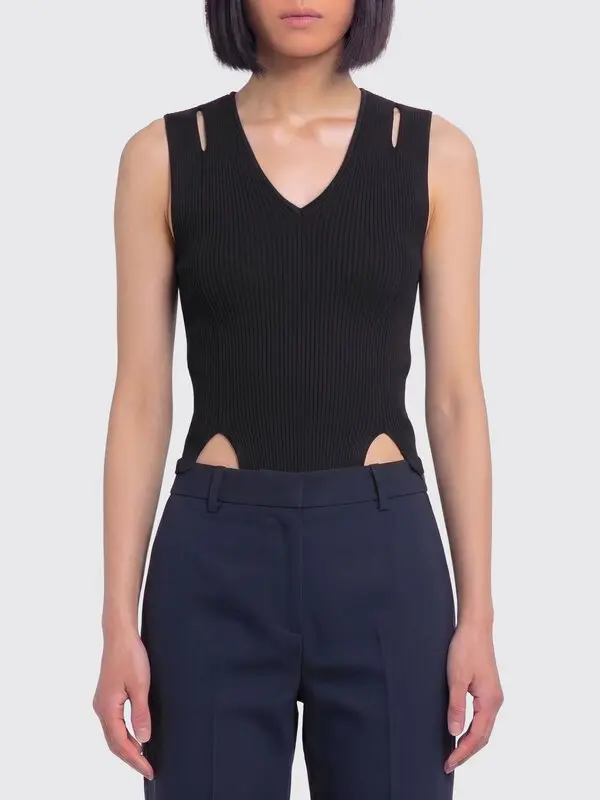 ROBERTO COLLINA Cut-out Viscose Top - Black