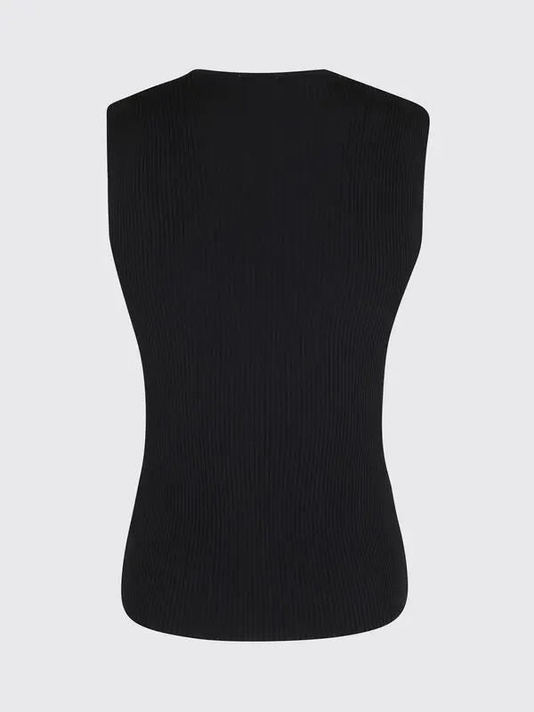 ROBERTO COLLINA Cut-out Viscose Top - Black