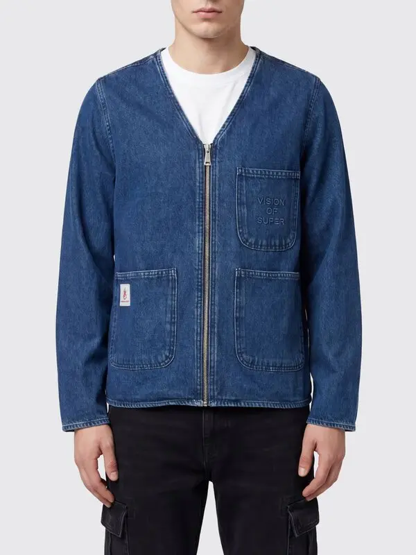 VISION OF SUPER Cotton Denim Jacket With Zip Closure