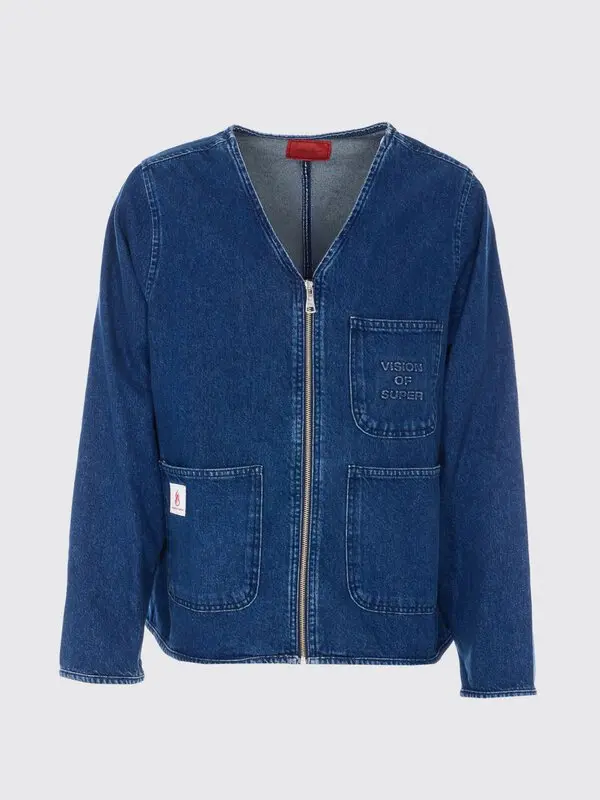 VISION OF SUPER Cotton Denim Jacket With Zip Closure