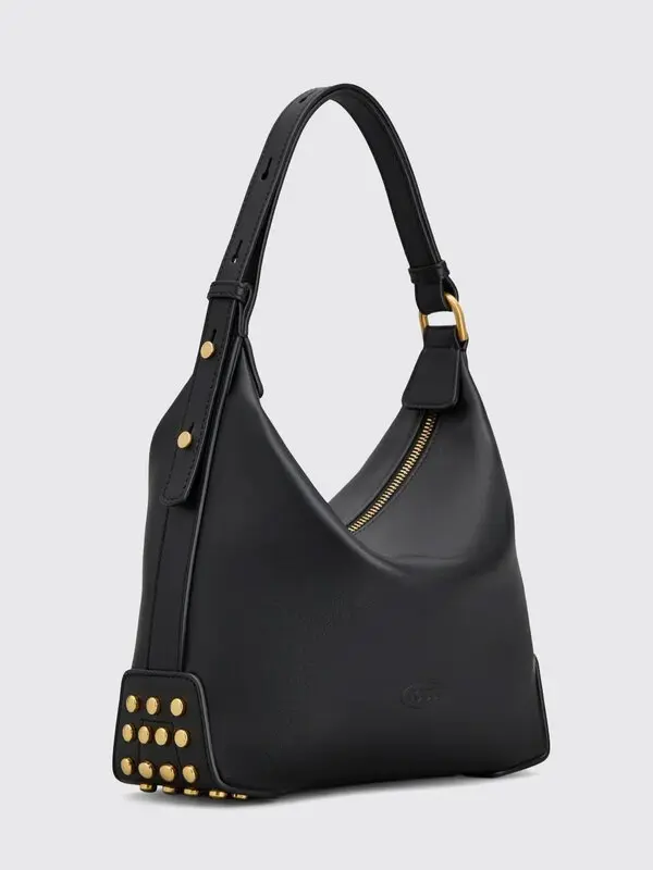 TOD'S Smooth Calfskin Metal Dots Shoulder Bag - Black