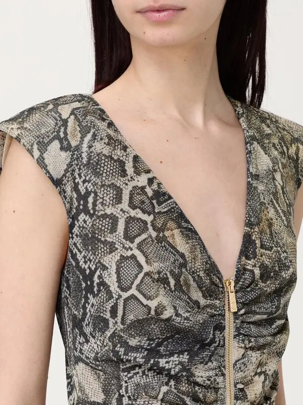Just Cavalli Snake Print Zip-up Dress