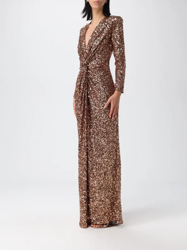 Elisabetta Franchi Sequin Embellished V-neck Gown