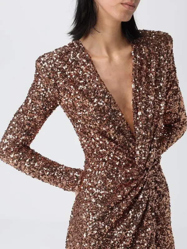 Elisabetta Franchi Sequin Embellished V-neck Gown