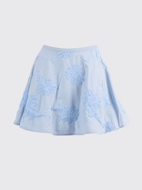 ROTATE BY BIRGER CHRISTENSEN A-line Mini Skirt In Organic Cotton With Floral Embroidery - Multicolor