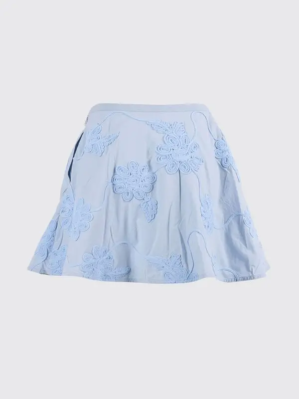 ROTATE BY BIRGER CHRISTENSEN A-line Mini Skirt In Organic Cotton With Floral Embroidery - Multicolor