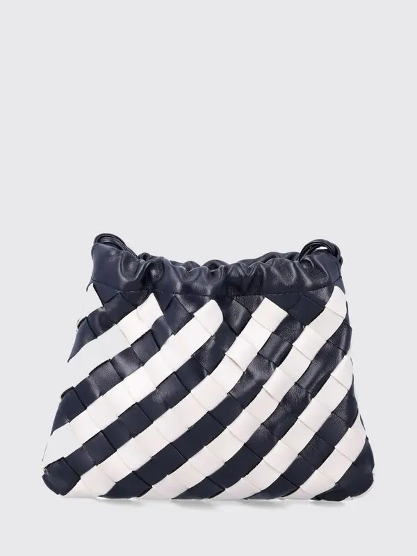 Bottega Veneta Mini Intrecciato Crossbody Bag With Two-tone Stripe Motif - Blue