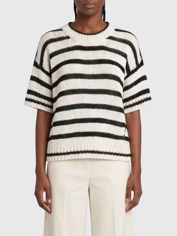ROBERTO COLLINA Striped Cotton Crew-neck Pullover