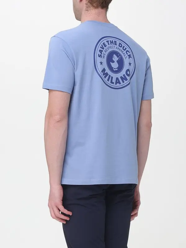 SAVE THE DUCK Cotton T-shirt With Logo - Gnawed Blue